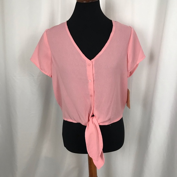 Copper Key | Tops | Short Sleeve Crop Top With Tie Front | Poshmark